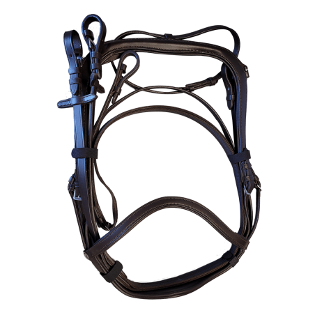 Filet en cuir noir Cheval liberté avec paire de rênes